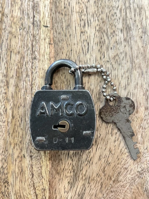 VINTAGE OLD AMCO D-11 Padlock With Key Lock $39.99 - PicClick