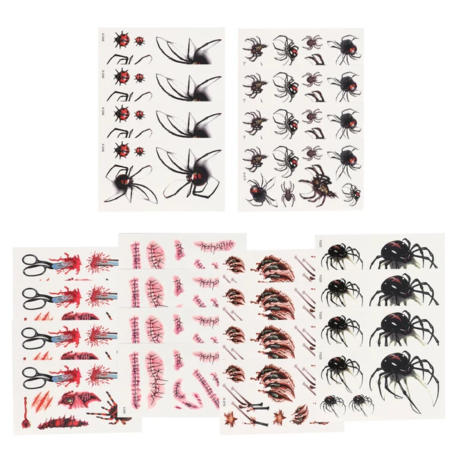 24 SHEETS HORRIBLE Scar Decals Face Glitter Stickers Halloween Tattoo £ ...