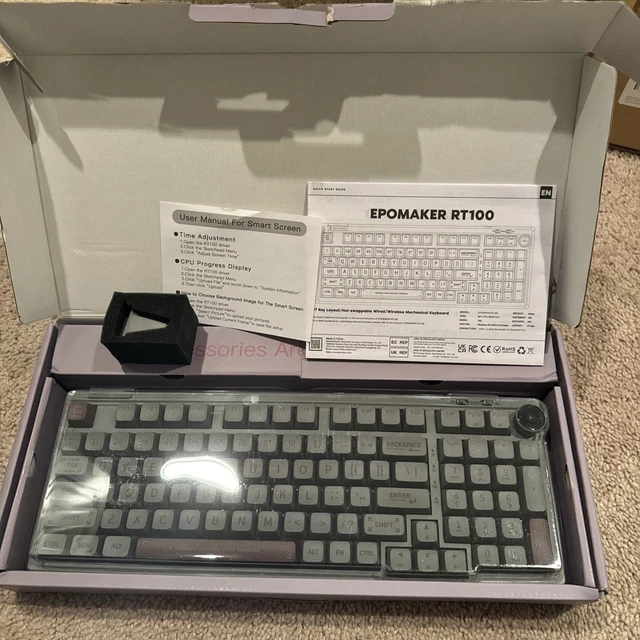 EPOMAKER KEYBOARD RT100 Tri-Mode Mechanical Keyboard New NO CABLE $42. ...