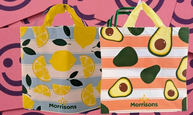 2X MORRISONS FRUIT Veg Tote bag Eco Short Handle Shopping Bag For Life ...