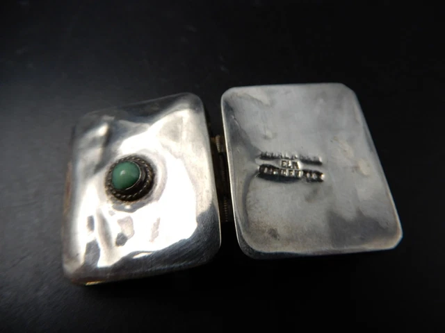 MINI JOLIE BOITE Hippie 1980 argent signé rectangle turquoise 2 cm dans ...