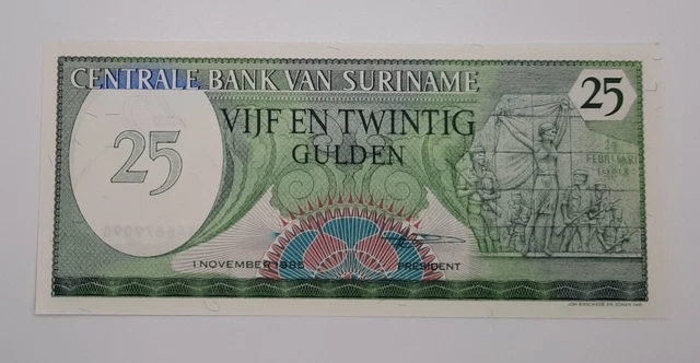 1985 - CENTRALE Bank Van Suriname - 25 Gulden Banknote /Serial No ...