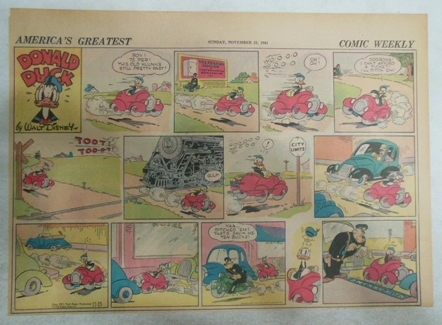 DONALD DUCK SUNDAY Page By Walt Disney From 11 23 1941 Half Page Size donald-duck-sunday-page-by-walt-disney-from-11-23-1941-half-page-size