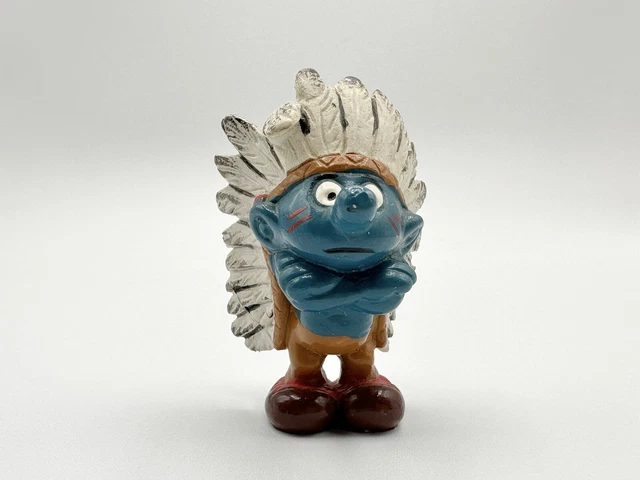 THE SMURFS INDIAN Smurf Native American Chief 20144 Vintage Rare ...