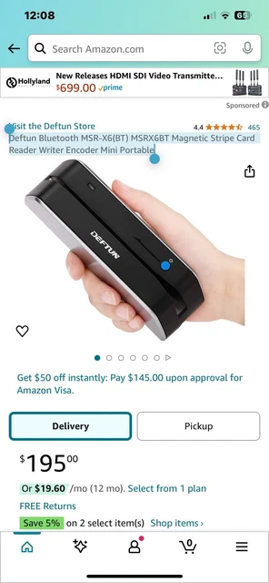 DEFTUN MSR-X6BT BLUETOOTH Magnetic Stripe Card Reader, Mini Portable ...