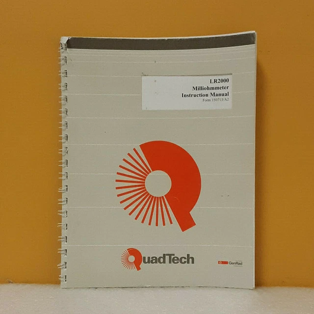 QUADTECH 150713/A2 LR2000 Milliohmmeter Instruction Manual $39.99 ...