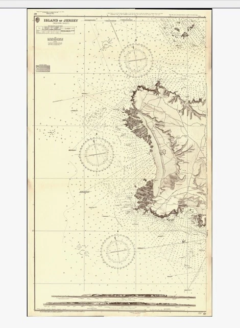 VINTAGE ADMIRALTY CHART. No. 62c. ISLAND of JERSEY. CHANNEL ISLANDS ...