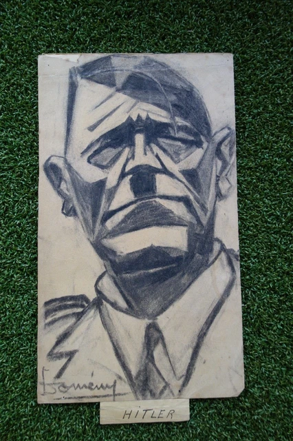 VINTAGE ADOLF HITLER Charcoal Drawing 10 X 6 Inches Signed L Domeny £49 ...