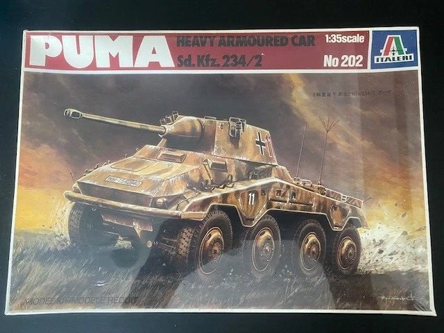 VINTAGE ITALERI PUMA Heavy Armoured car sd.kfz. 234/2 , 1/35 Model Kit ...