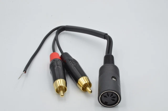5 PIN DIN Socket - 2 Phono /RCA Plugs PLUS Extra Earth for Turntables £ ...