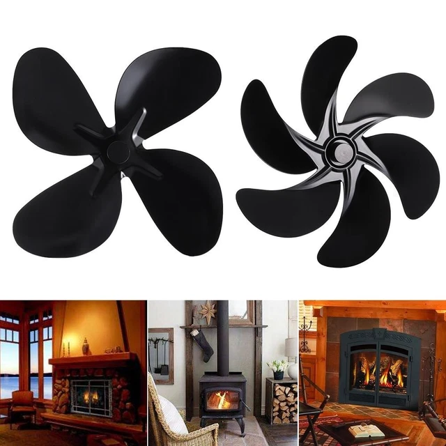 BLACK WOOD STOVE Fan Fire Heat Log Burner New Fireplace Fan For Heat ...
