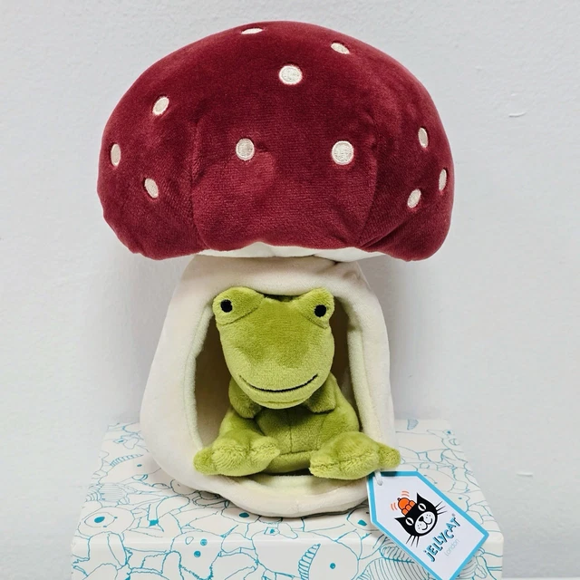 JELLYCAT FOREST FAUNA Mushroom Frog - Toadstool House Mini Frog Beanie ...