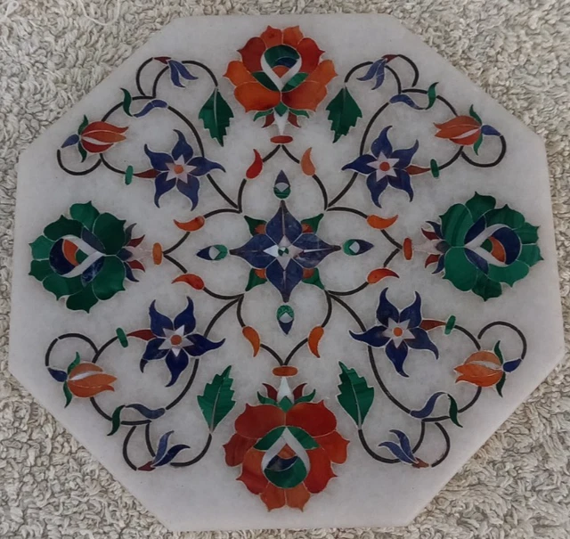 MARBLE INLAID TABLE Top inlay Pietra Dura Art & Crafts Artisan - Exc ...