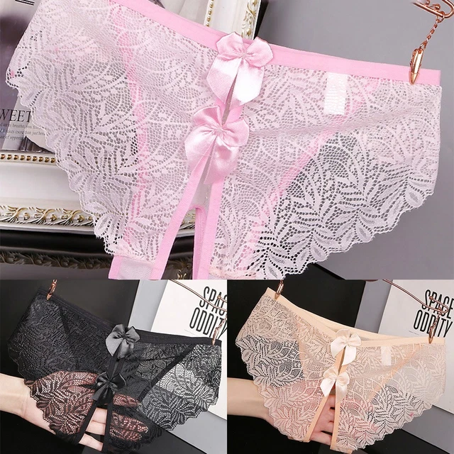 Culotte SÉduisante Entrejambe Ouverte En Dentelle Slips En Maille Sexy