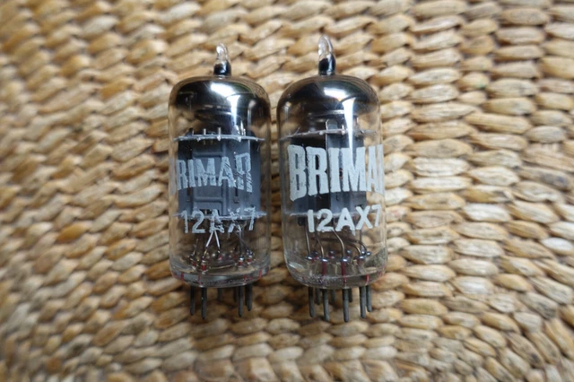 PAIR BRIMAR 12AX7 Valves Gray Plate Halo Getter 3D4./1574 - Amplitrex ...