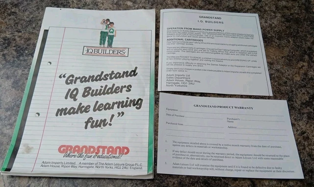 VINTAGE GRANDSTAND IQ BUILDERS COMPUTER GAME PRODUCTS BOOKLET FROM THE ...