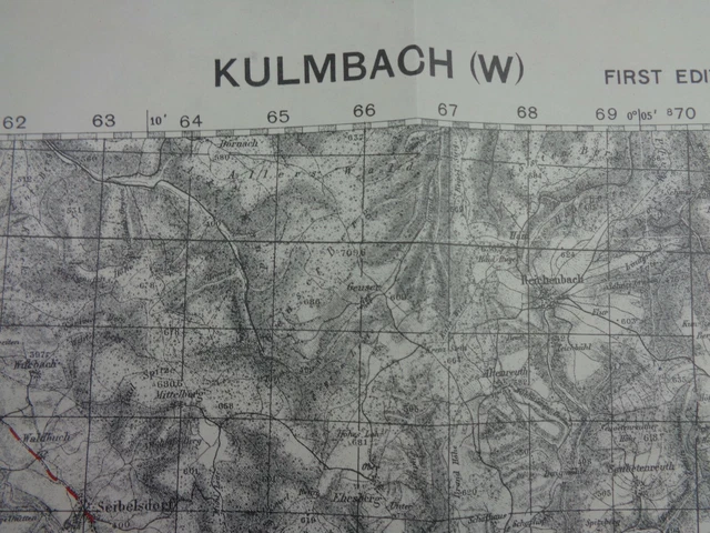 WW2 BRITISH MAP of GERMANY entitled "KULMBACH (W)" - BAVARIA - Scale 1: ...