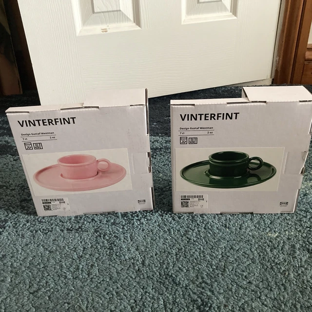 IKEA X GUSTAF Westman Vinterfint a set of Pink&Green Cup With Saucer ...