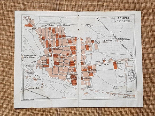 PIANTA O PIANTINA del 1940 La città di Pompei Campania Touring Club d ...