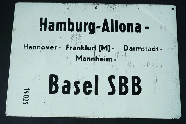 ZUGLAUFSCHILD HAMBURG-ALTONA > Basel SBB Metal Shield 14025. Railway 1 ...