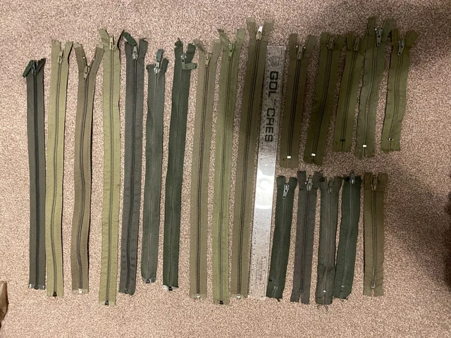 GENUINE BRITISH MILITARY Issue Zip Zipper x20 Army Green & Tan - various lengths £15.00 ...