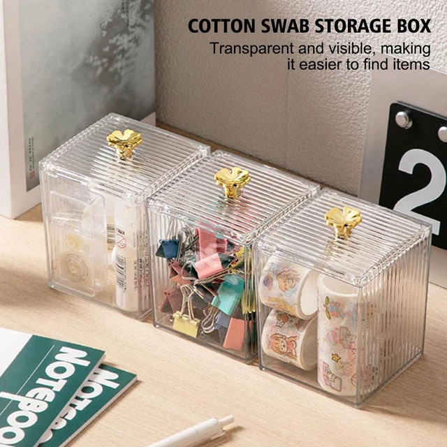 COTTON SWAB HOLDER Bud Storage Container Organizer Box Cosmetics Makeup ...