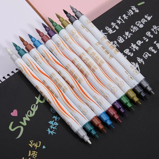 STUDENT LINE DRAWING Marker Pens Metal Color Pen Double Tip Watercolor ...