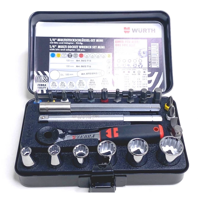 WÜRTH 1/4 ZOLL Mini Steckschlüssel Set 23tlg Knarre Ratschenkasten Satz ...