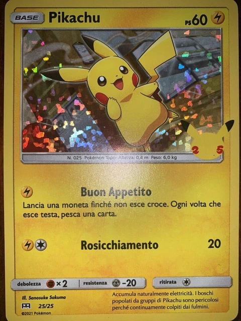 PIKACHU HOLO 25/25 - McDonald's Collection 25th Anniversary - ITA £330. ...