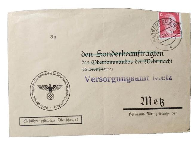 ANCIENNE LETTRE WW2 Allemande Tampon Metz occupation (Militaria OKW ...