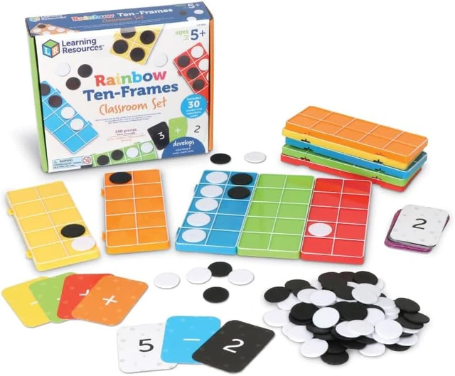 LEARNING RESOURCES RAINBOW Ten-Frames Classroom Set, Ages 5+, 10 ...