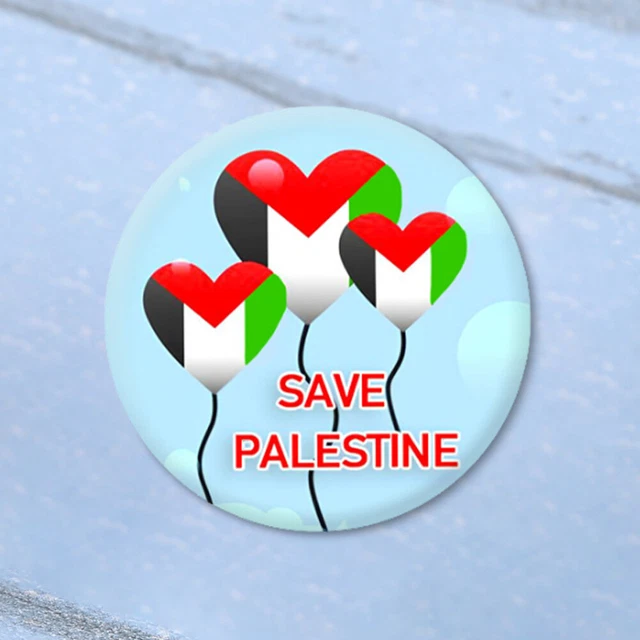 EY# ROUND PALESTINE Flag Pin Badge Small Metal National Flag Lapel Pin ...