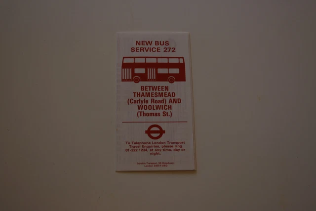 LONDON TRANSPORT TIMETABLE - New Bus Route 272 Oct 1974 £2.00 - PicClick UK