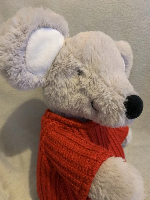 SAINSBURYS WINTER MOUSE Grey Red Knitted Woolly Jumper Plush Soft Toy ...
