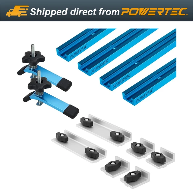 POWERTEC 24& DOUBLE-CUT Profile T Track Kit: Long/Short Stops & Hold ...