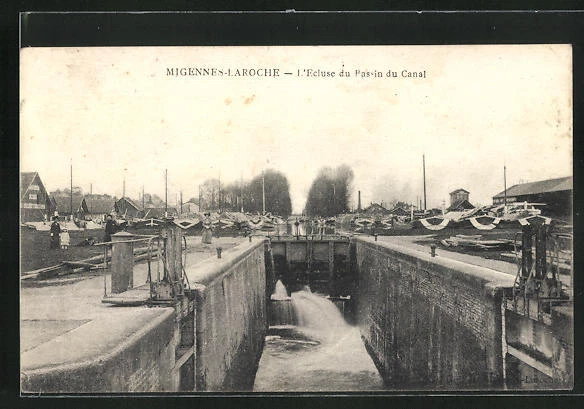 CPA MIGENNES-LAROCHE, L´ECLUSE du bassin du Canal EUR 3,00 - PicClick FR