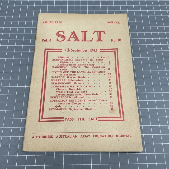 VINTAGE WW2 SALT Aust Army Magazine ANZAC Book 1942 Booklet Volume 4 No ...