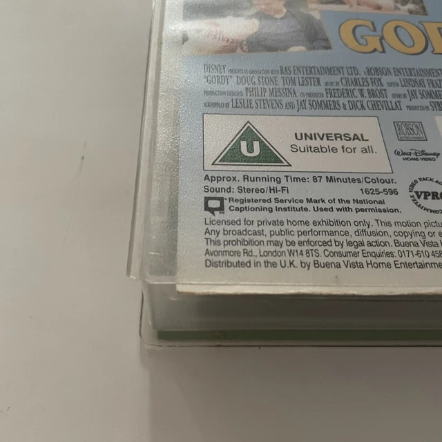 WALT DISNEY GORDY Talking Pig VHS Video tape Children's Vintage Film ...