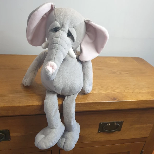 RUSS BERRIE LARGE Grey Elephant With Pink Ears Soft Plush Toy Teddy £5. ...