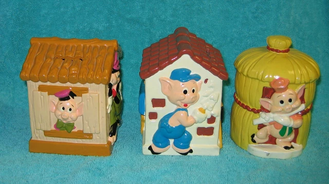 VINTAGE DISNEY THREE Little Pigs Big Bad Wolf Coin Banks £84.35 ...