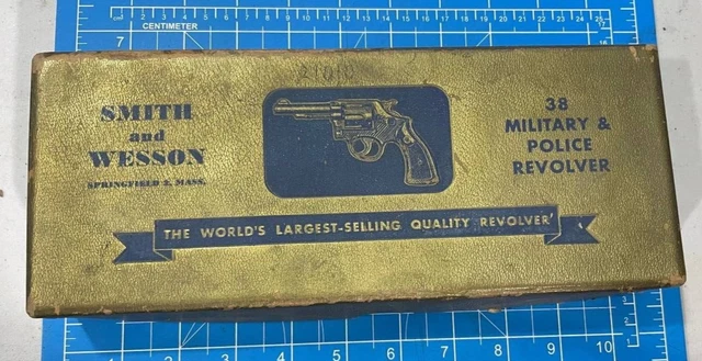 SMITH & WESSON 38 Military & Police Revolver Gold & Blue Box 4' Nickle ...