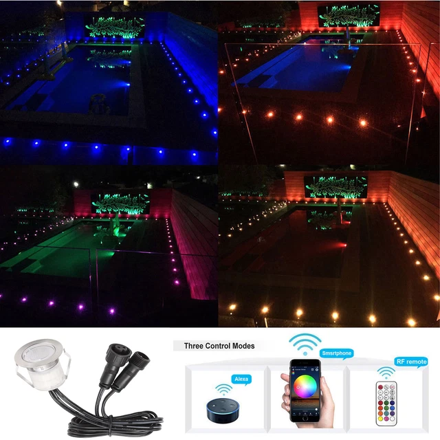 30MM WIFI REMOTE Control APP RGB LED Decking Lights Garden Stair ...