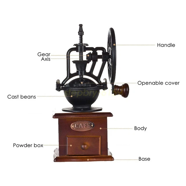 VINTAGE MANUAL COFFEE Grinder Wheel Design Coffee Bean Hand Mill ...