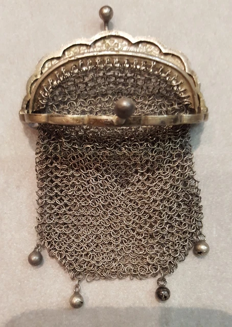 AÑO 1900. PRECIOSO Bolso tipo monedero de mano de Plata. Peso 27,50 gr ...