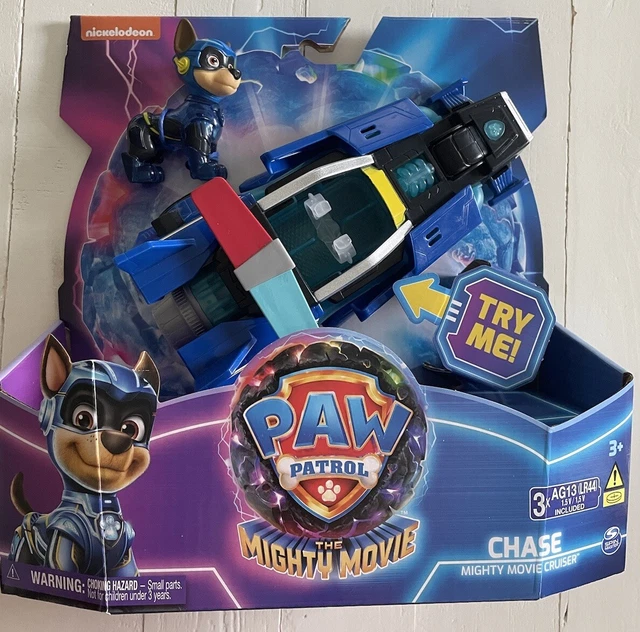 NEW PAW PATROL The Mighty Movie Chase Figure & Cruiser Toy With Lights ...