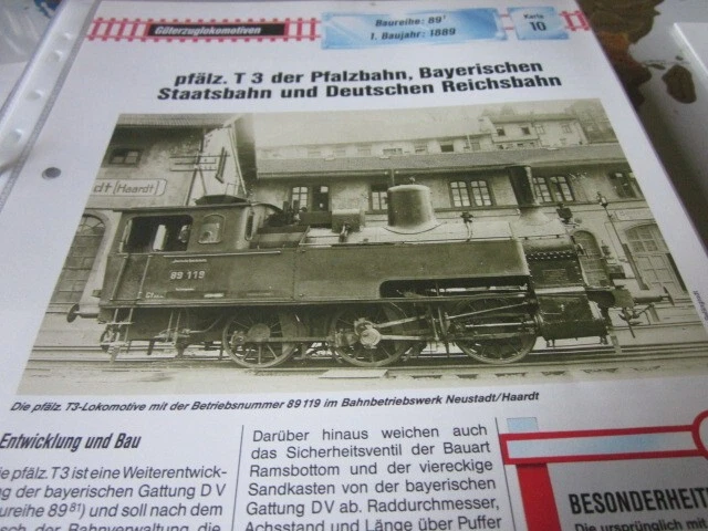DEUTSCHE DAMPFLOKS MIT Risszeichnung G10 pfälz T 3 Pfalzbahn BR 89.1 EUR 4,63 - PicClick DE