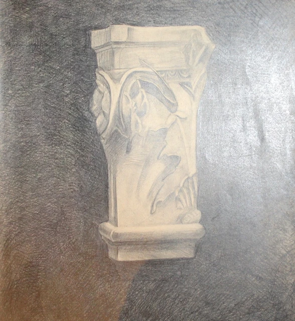 ANTIQUE PENCIL DRAWING architectural design ornate column £74.38 ...