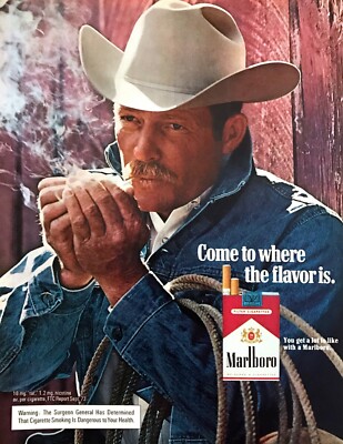1974 MARLBORO MAN Darrell Winfield en veste en jean PHOTO "éclaire ...
