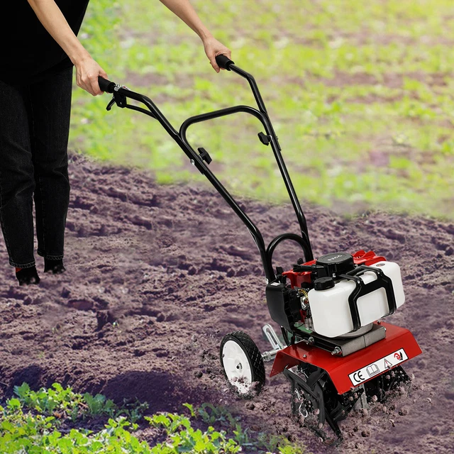 2HP 52CC GAS Powered Tiller Soil Cultivator Tilling Tool Yard Garden ...