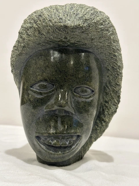 AUTHENTIC INUIT (ESKIMO) Soapstone Carving HEAD (BLACK) - Matthew ...